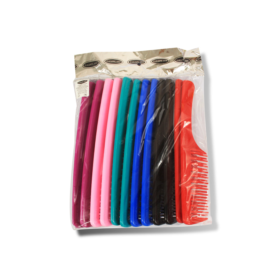 PEINE DOBLE DIENTE CON 12 PIEZAS SALOPLAST – Fantasy Color